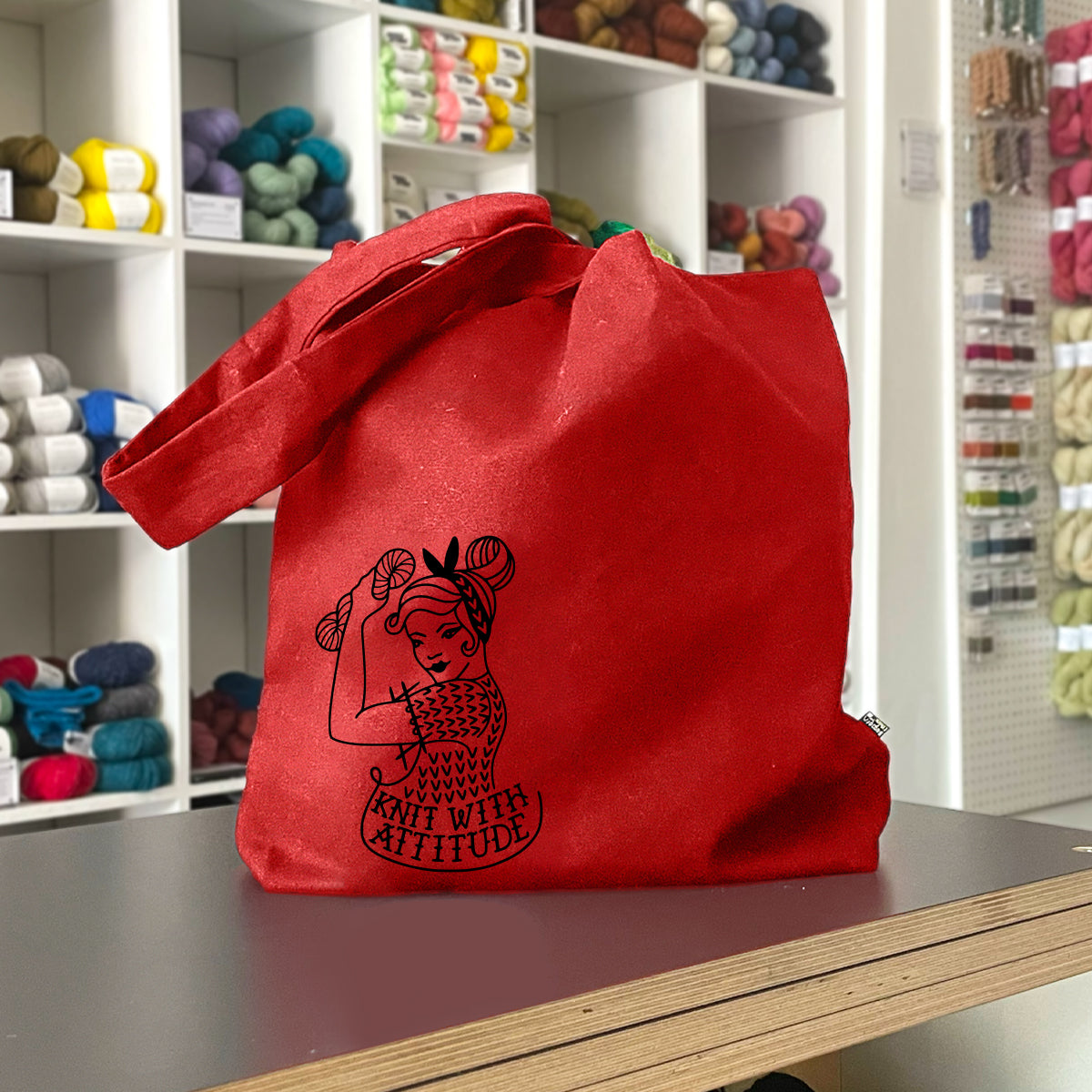 KWA Original Large Tote Bag Limited Edition London Red – Knit With Attitude